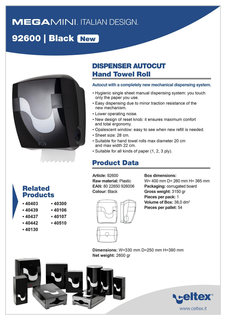 Autocut Dispenser Hand Towel Roll - Celtex - Italy | Daitona General ...